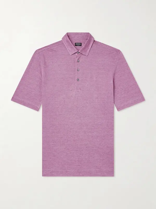 Zegna Oasi Linen Polo Shirt - Pink