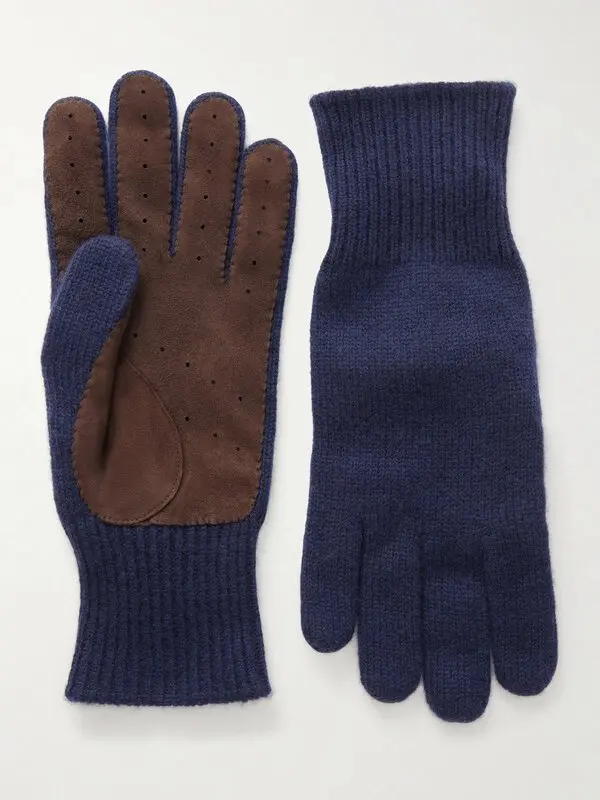 Brunello Cucinelli Suede-trimmed Cashmere Gloves - Multi