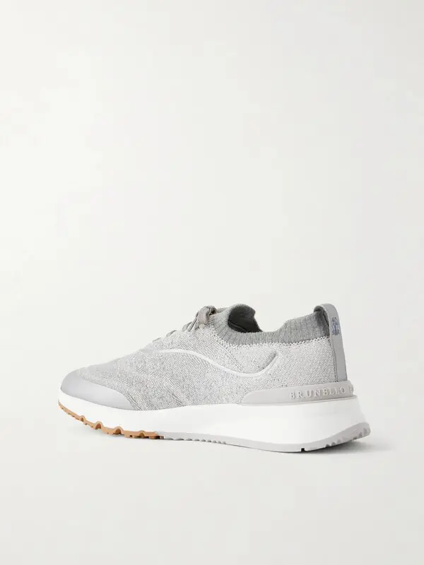 Brunello Cucinelli Stretch-knit Sneakers With Embossed Logo Detail