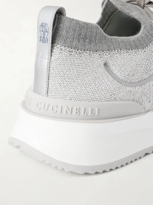 Brunello Cucinelli Stretch-knit Sneakers With Embossed Logo Detail