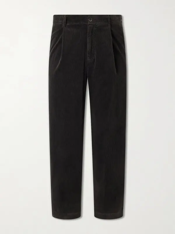 Barena Venezia Pleated Cotton-blend Corduroy Trousers - Brown