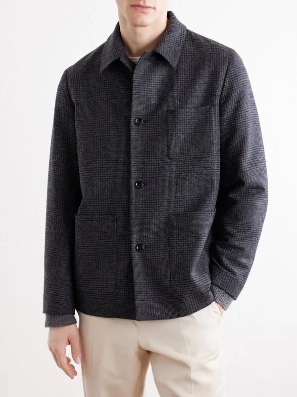 LARDINI Prince Of Wales Wool And Cashmere-blend Jacket