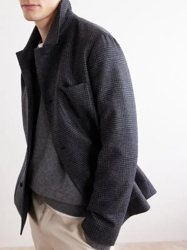 LARDINI Prince Of Wales Wool And Cashmere-blend Jacket