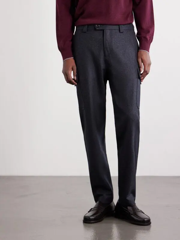 Brunello Cucinelli Tapered Virgin Wool Cargo Trousers