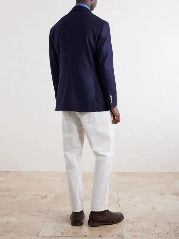 Brunello Cucinelli Double-breasted Wool Blazer - Blue