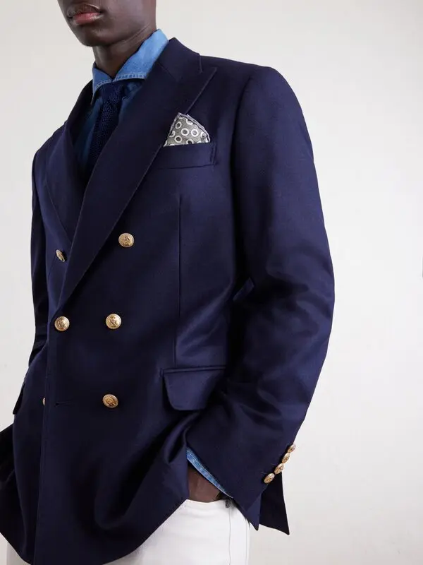 Brunello Cucinelli Double-breasted Wool Blazer - Blue