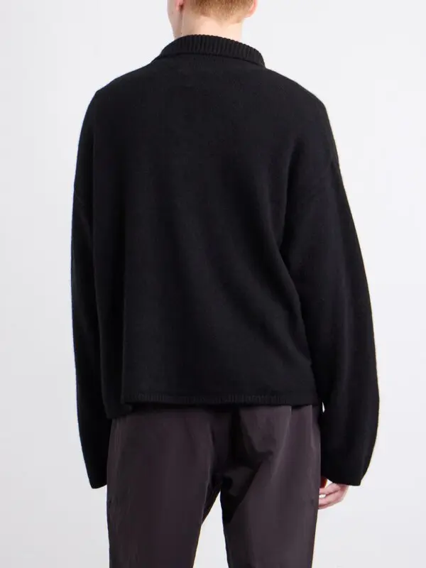 THE ELDER STATESMAN Dume Rugby Cashmere Polo Sweater - Black