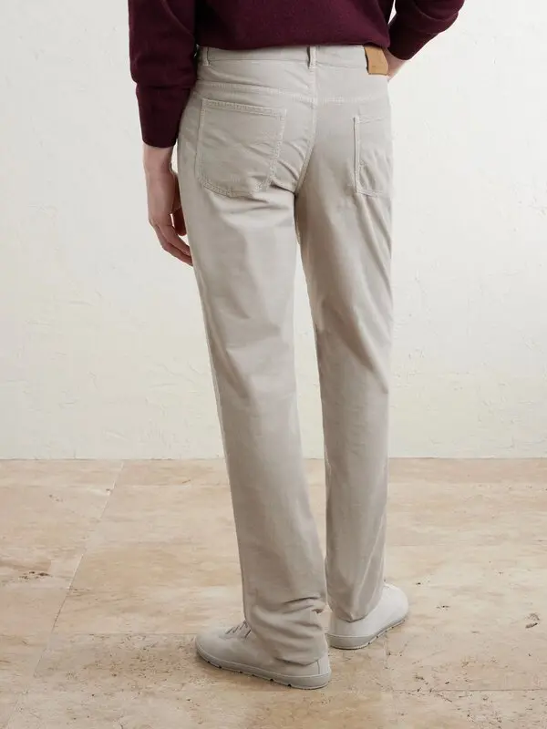 Brunello Cucinelli Straight-leg Cotton-corduroy Trousers - Neutrals
