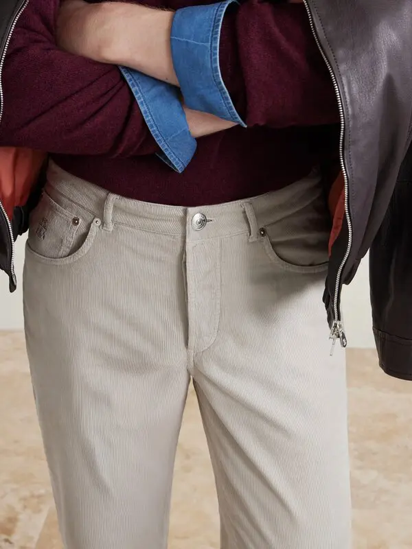 Brunello Cucinelli Straight-leg Cotton-corduroy Trousers - Neutrals