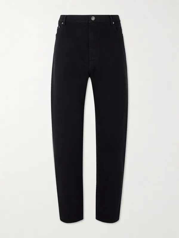 Brunello Cucinelli Slim-fit Straight-leg Logo-embroidered Jeans - Black