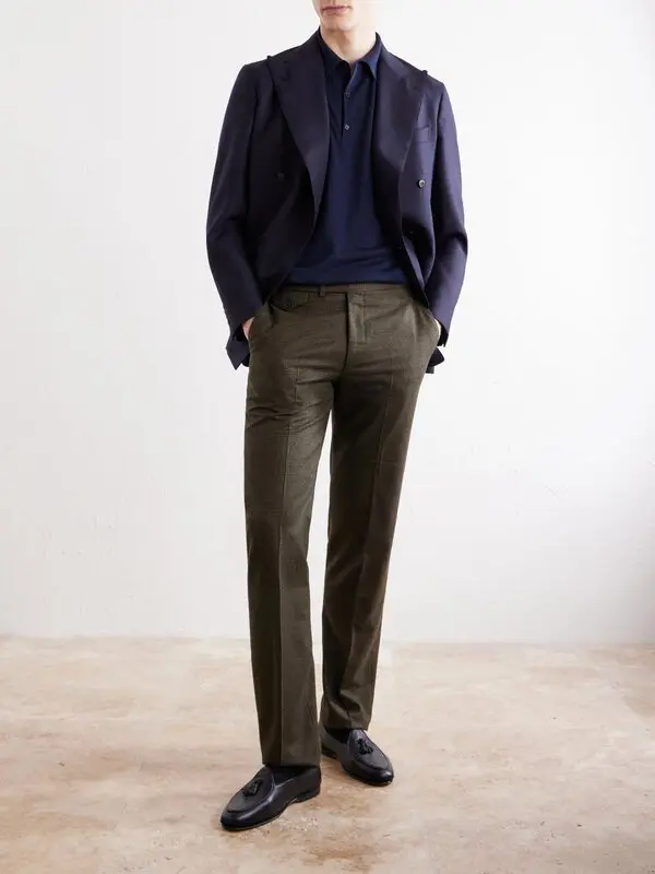 John Smedley Macloud Knitted Merino Wool Polo Shirt - Blue