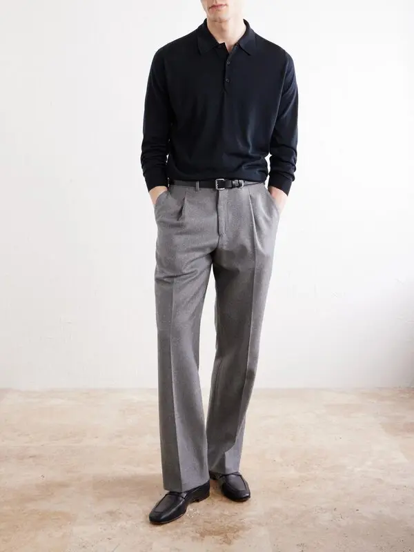 John Smedley Caverhill Knitted Merino Wool Polo Shirt