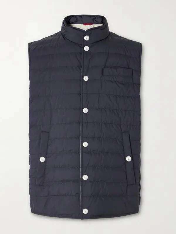 Brunello Cucinelli Quilted Shell Down Gilet - Blue
