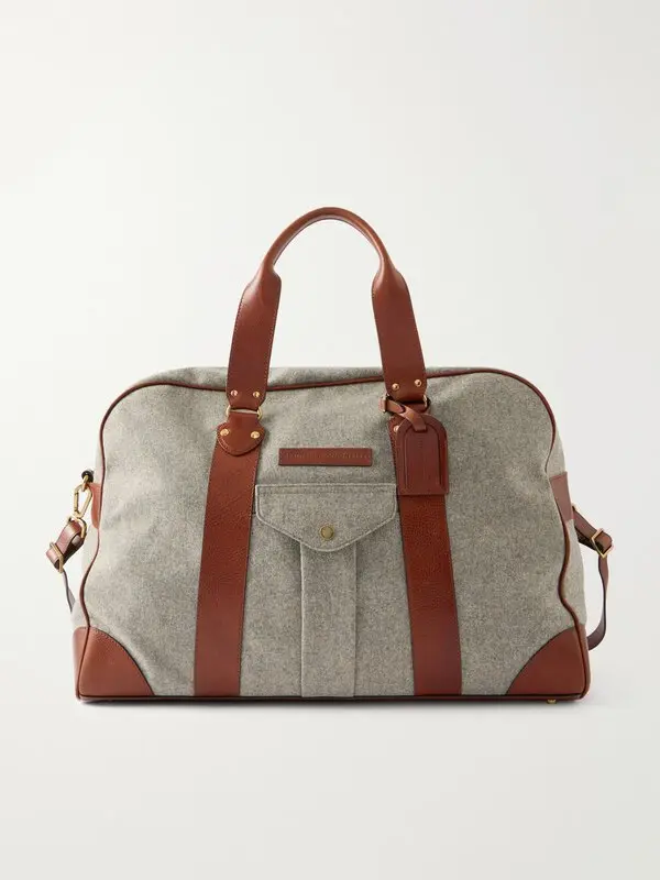 Brunello Cucinelli Leather-trimmed Flannel Weekend Bag - Green