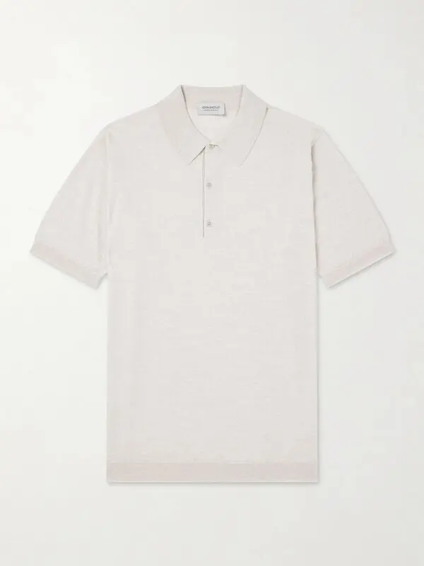 John Smedley Macloud Knitted Merino Wool Polo Shirt - Neutrals