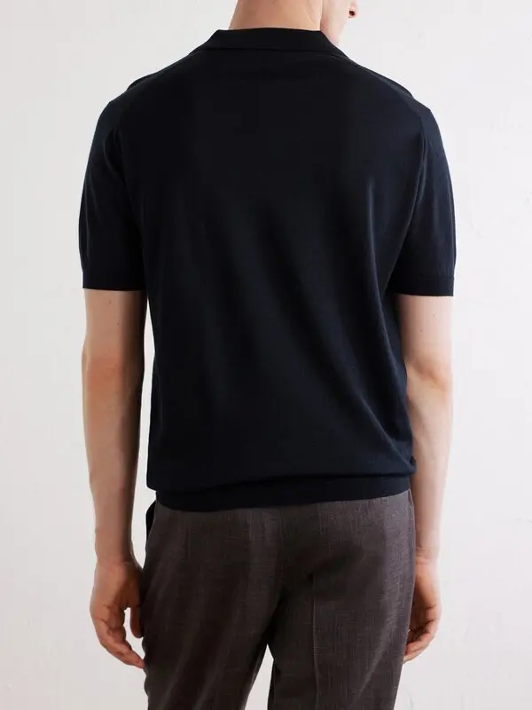 John Smedley Macloud Knitted Merino Wool Polo Shirt - Black