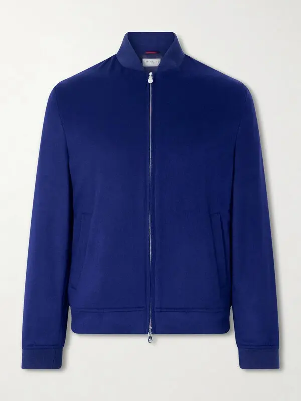 Brunello Cucinelli Cashmere Zip-up Bomber Jacket - Blue