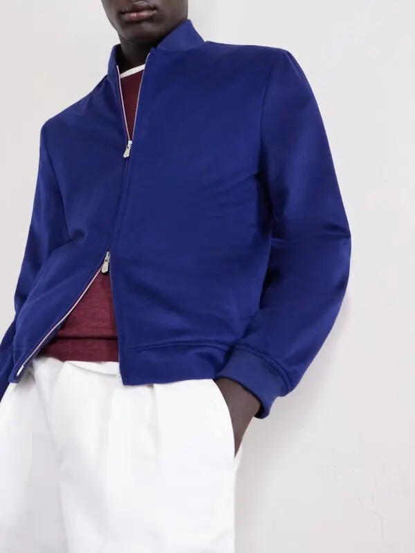 Brunello Cucinelli Cashmere Zip-up Bomber Jacket - Blue