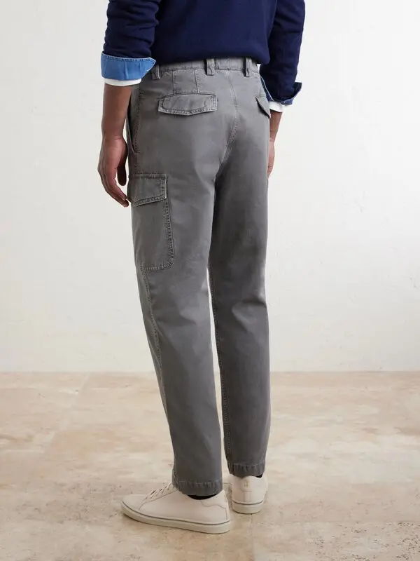 Brunello Cucinelli Slim-fit Tapered Cotton-twill Cargo Trousers