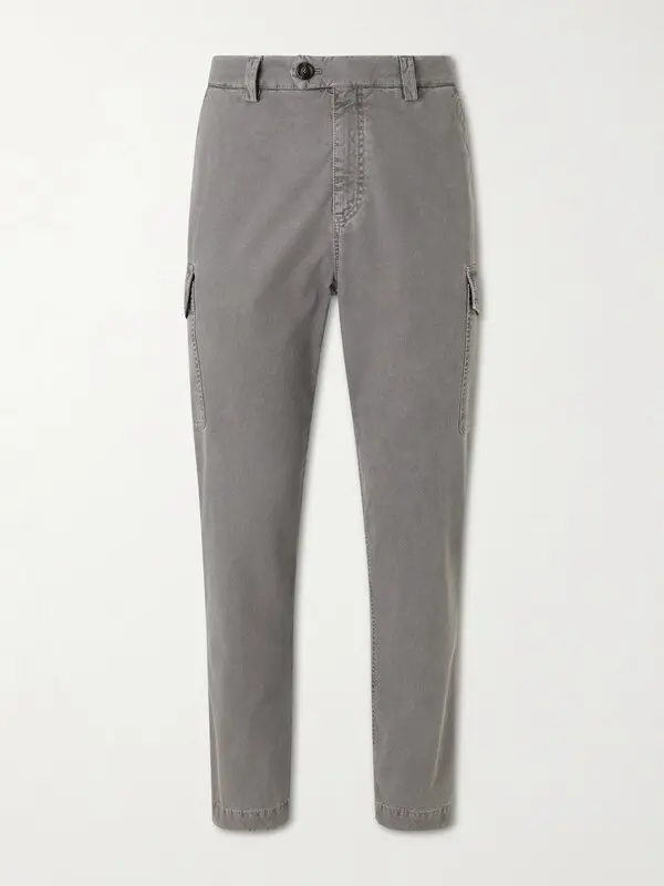 Brunello Cucinelli Slim-fit Tapered Cotton-twill Cargo Trousers - Gray