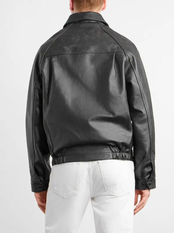 Golden Bear Dunbar" Distressed Leather Bomber Jacket