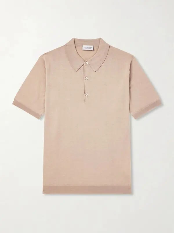 John Smedley Macloud Knitted Merino Wool Polo Shirt - Neutrals