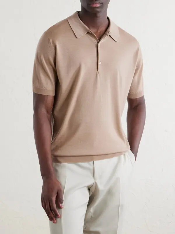 John Smedley Macloud Knitted Merino Wool Polo Shirt