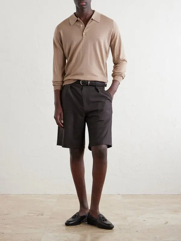 John Smedley Caverhill Knitted Merino Wool Polo Shirt - Neutrals