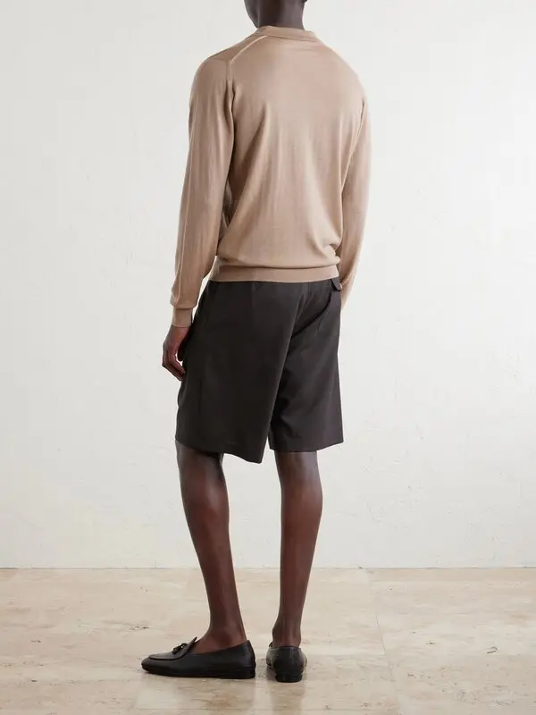 John Smedley Caverhill Knitted Merino Wool Polo Shirt - Neutrals