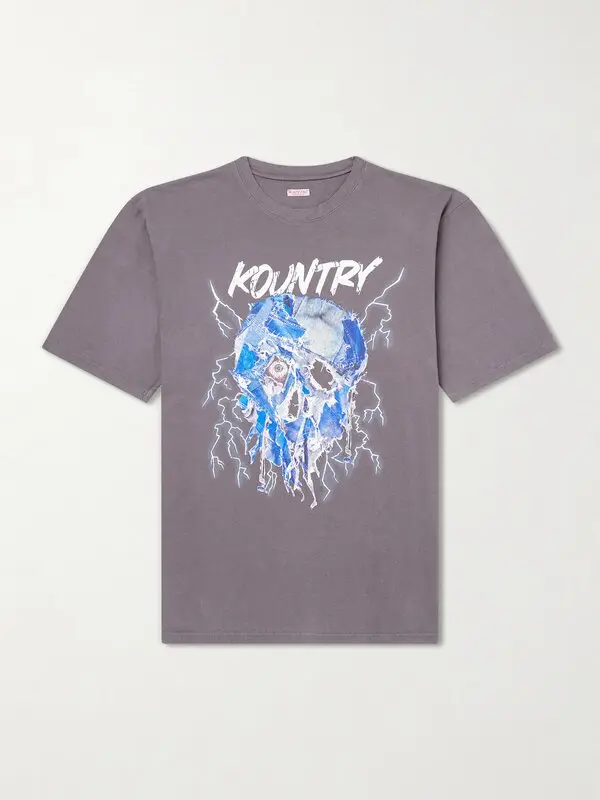 Kapital Printed Cotton-jersey T-shirt - Gray
