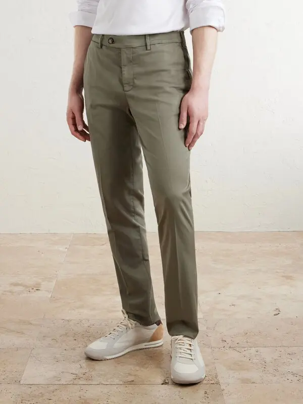 Brunello Cucinelli Straight-leg Stretch-cotton Twill Trousers