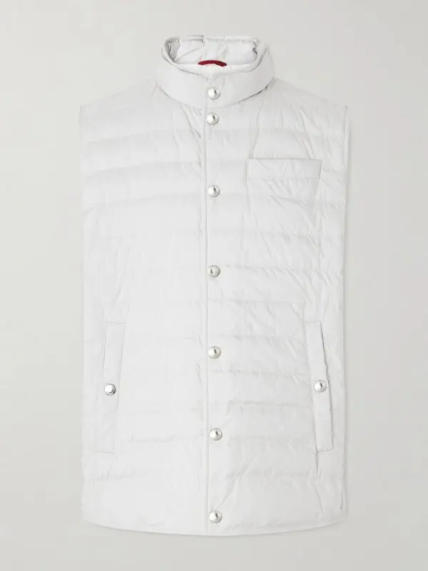 Brunello Cucinelli Quilted Shell Down Gilet - Neutrals