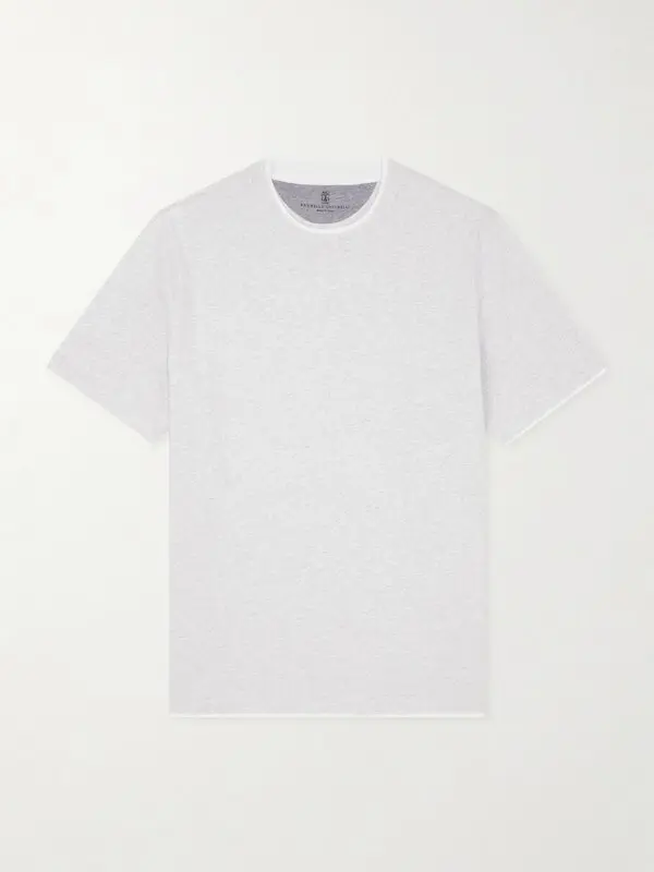 Brunello Cucinelli Layered Cotton-jersey T-shirt - Gray