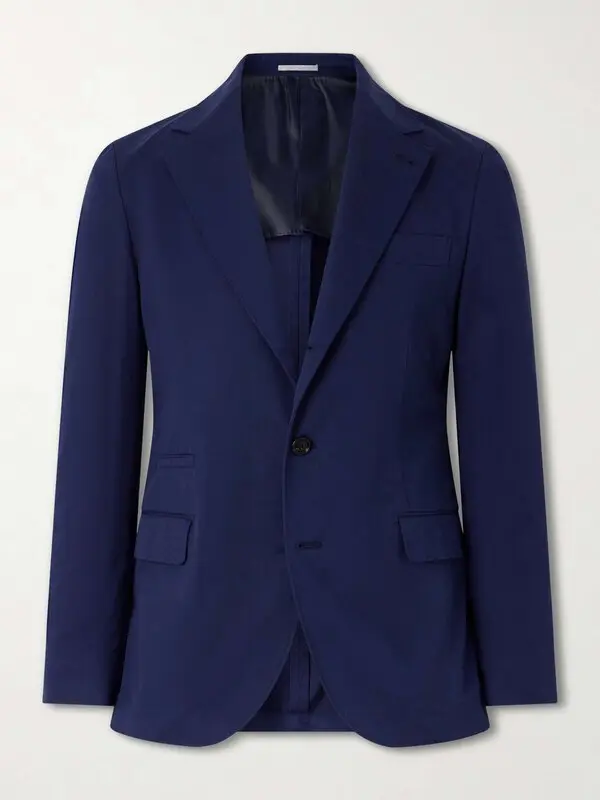 Brunello Cucinelli Single-breasted Cotton-blend Suit Jacket - Navy