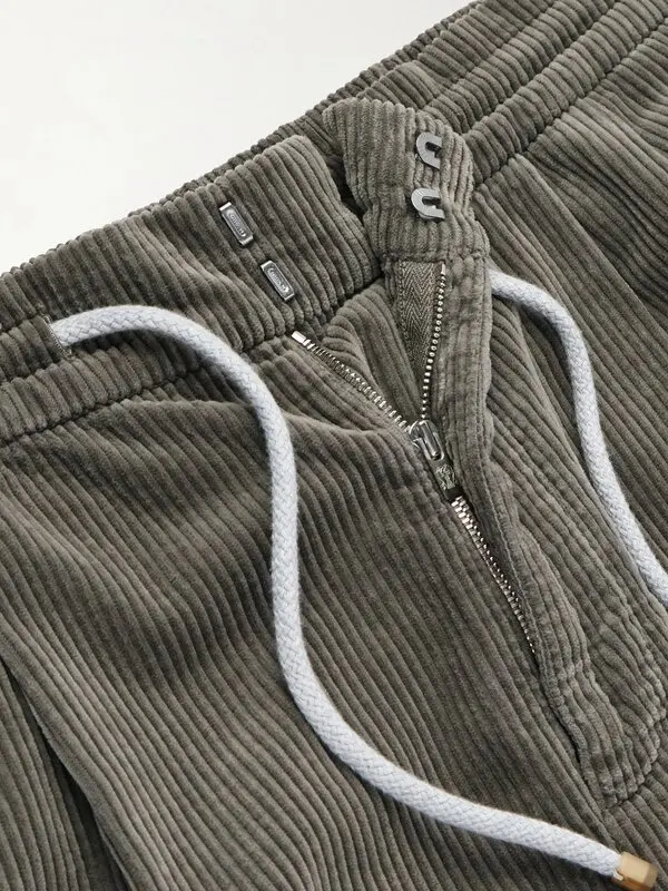 Brunello Cucinelli Straight-leg Cotton-corduroy Drawstring Trousers