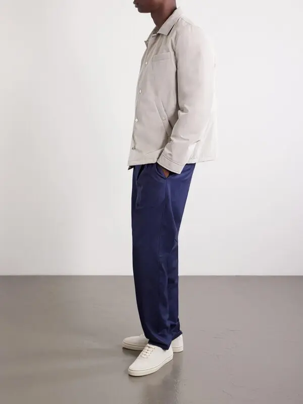 Brunello Cucinelli Tapered Pleated Virgin Wool-flannel Drawstring Trousers