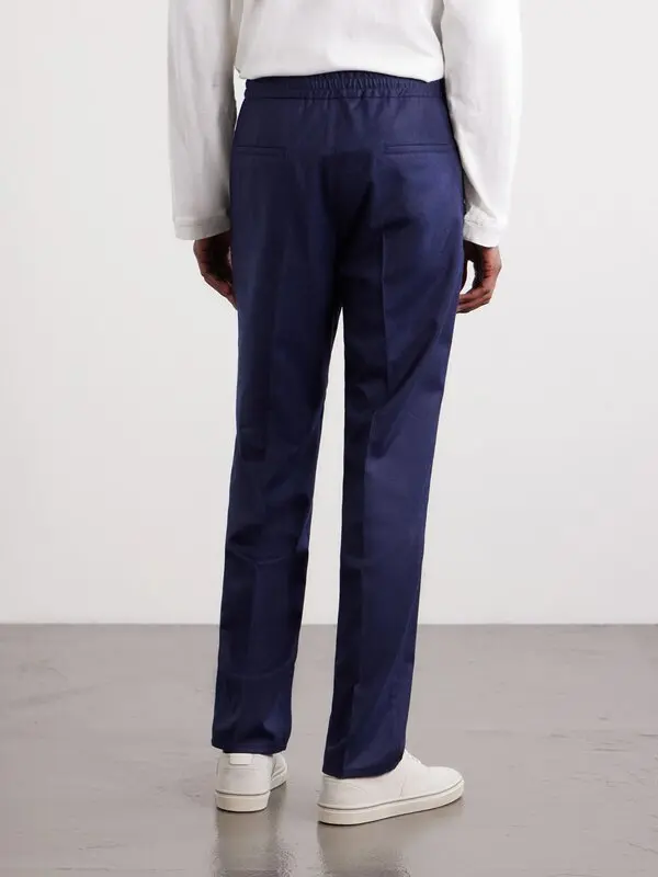 Brunello Cucinelli Tapered Pleated Virgin Wool-flannel Drawstring Trousers