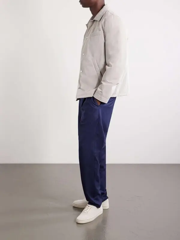 Brunello Cucinelli Tapered Pleated Virgin Wool-flannel Drawstring Trousers