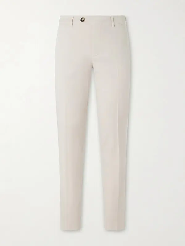 Brunello Cucinelli Straight-leg Stretch-cotton Twill Trousers - Neutrals