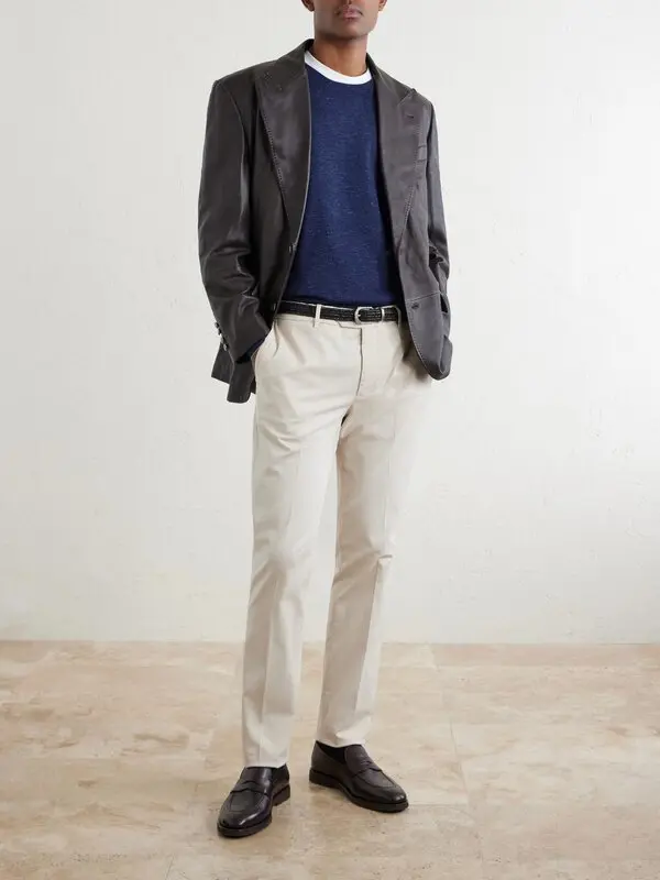Brunello Cucinelli Cashmere, Silk And Linen-blend Crew Neck Sweater