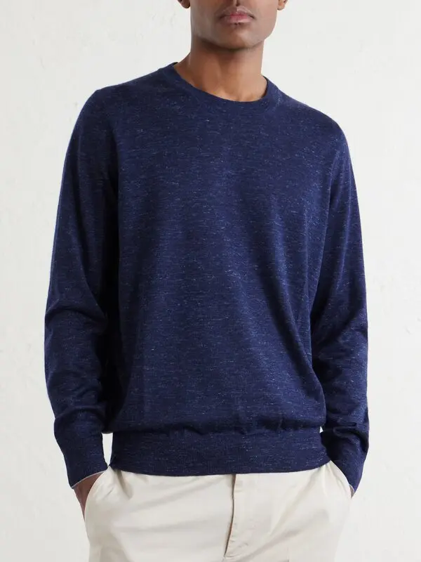 Brunello Cucinelli Cashmere, Silk And Linen-blend Crew Neck Sweater