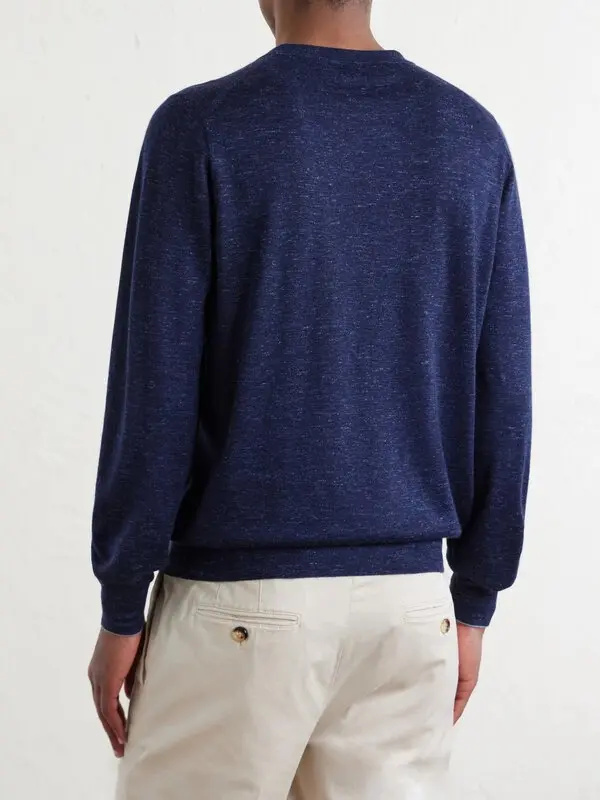 Brunello Cucinelli Cashmere, Silk And Linen-blend Crew Neck Sweater