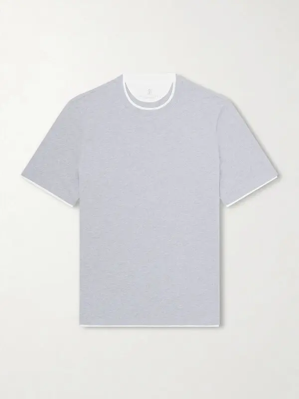 Brunello Cucinelli Layered Cotton-jersey T-shirt - Gray