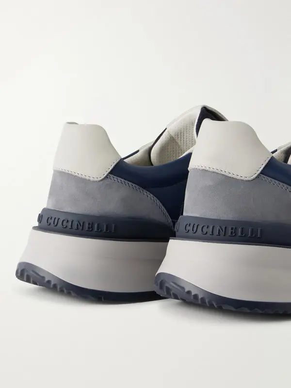 Brunello Cucinelli Paneled Suede And Leather Low-top Sneakers