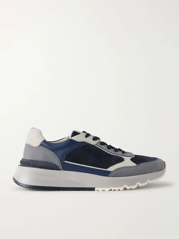 Brunello Cucinelli Paneled Suede And Leather Low-top Sneakers