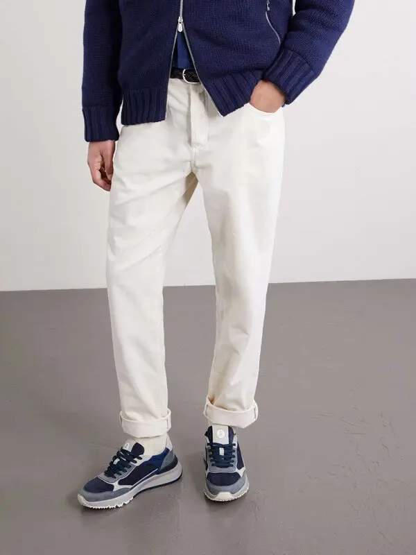 Brunello Cucinelli Paneled Suede And Leather Low-top Sneakers