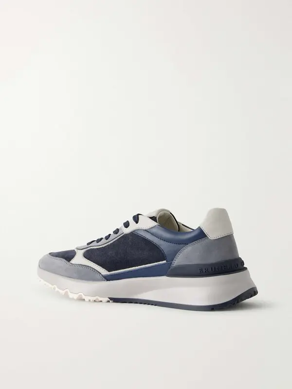 Brunello Cucinelli Paneled Suede And Leather Low-top Sneakers