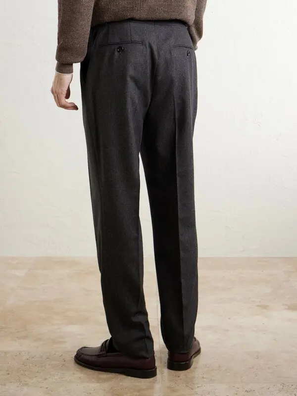 Brunello Cucinelli Pleated Wool Trousers - Gray