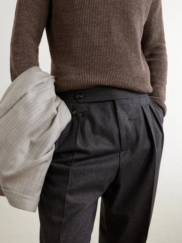 Brunello Cucinelli Pleated Wool Trousers - Gray
