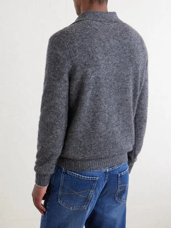 Brunello Cucinelli Brushed Alpaca-blend Polo Sweater